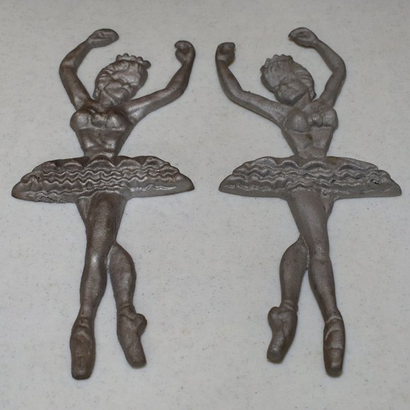 Accents | Vintage Set Of 2 Ballerina Cast Metal Wall Art Gray Ballet ...
